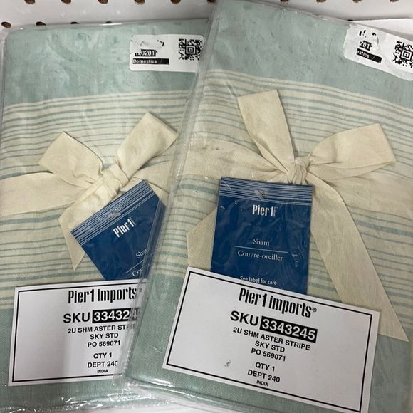 Pier 1 | Bedding | Pier Set Of Two Aster Stripe Sky Standard Shams ...